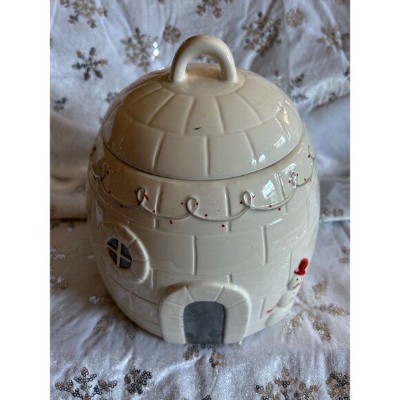 Christmas Cookie Jar | Holiday | Christmas Holiday Igloo Ceramic Cookie ...